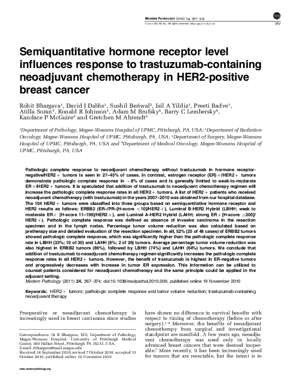 (PDF) Semiquantitative hormone receptor level influences response to ...