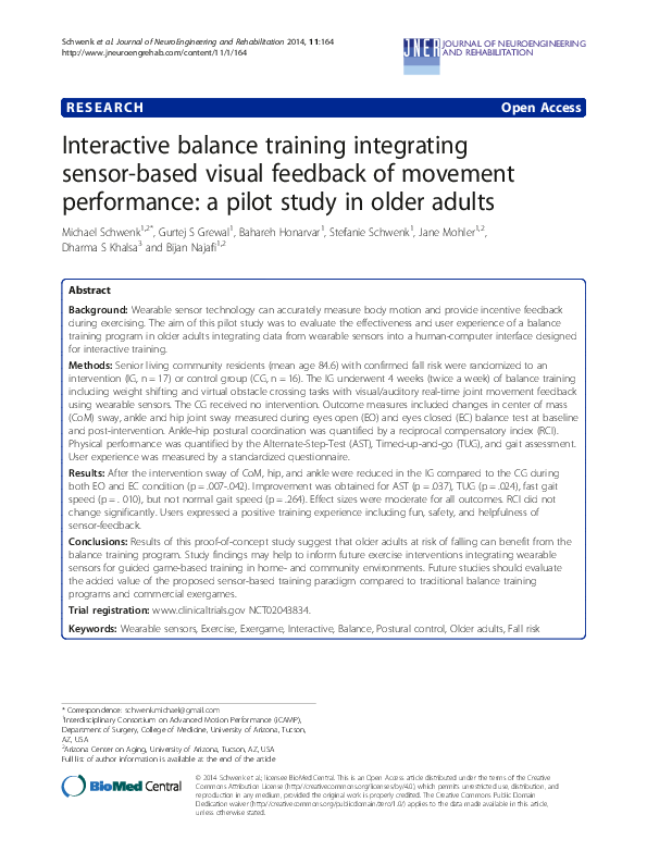 Pdf Interactive Balance Training Integrating Sensor Based Visual