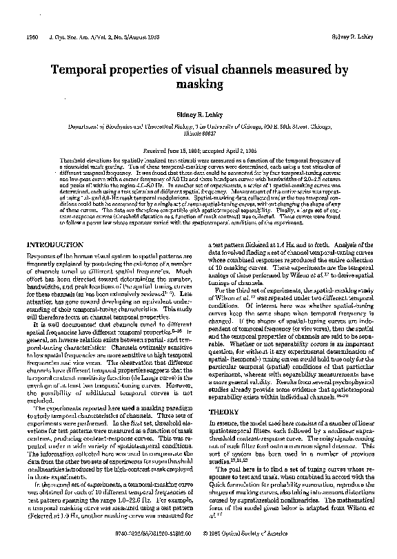 (PDF) Temporal characteristics of visual channels measured by masking (A)