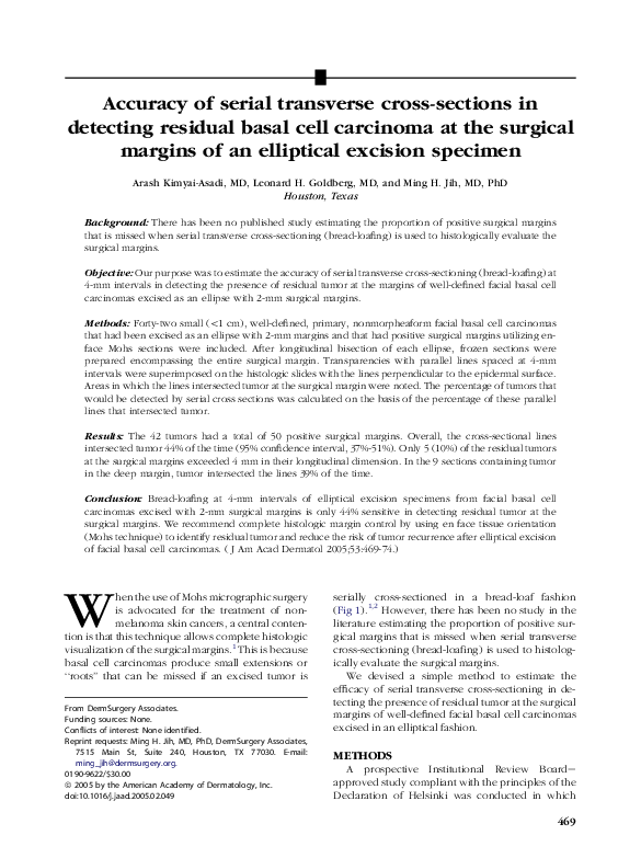 Pdf The Accuracy Of Serial Transverse Cross Sections In Detecting Residual Basal Cell