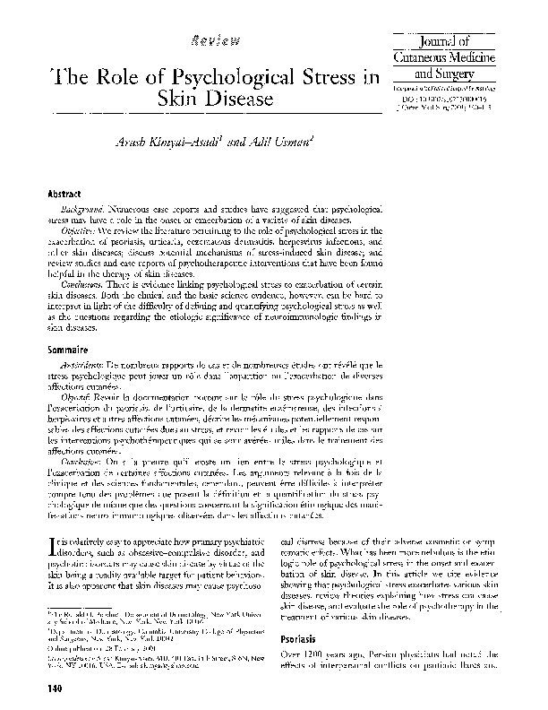 (PDF) The role of psychological stress in skin disease