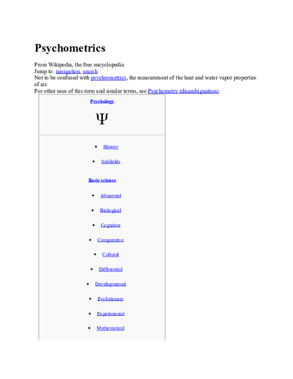 (DOC) Psychometrics