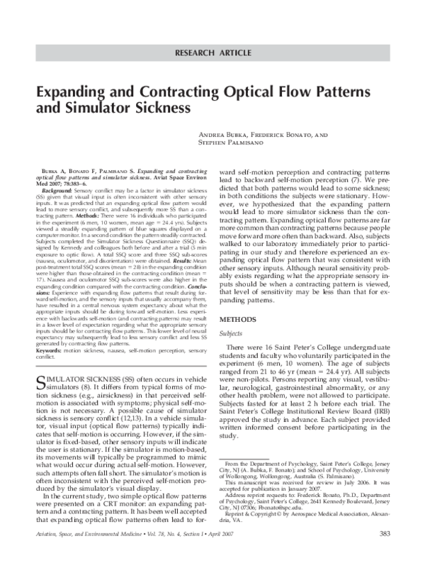 (PDF) Expanding and contracting optical flow patterns and simulator ...