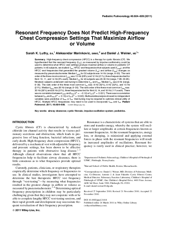 (PDF) Resonant frequency does not predict high-frequency chest ...