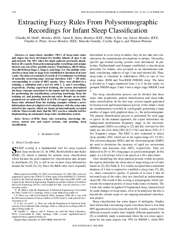 (PDF) Extracting Fuzzy Rules From Polysomnographic Recordings for Infant Sleep Classification