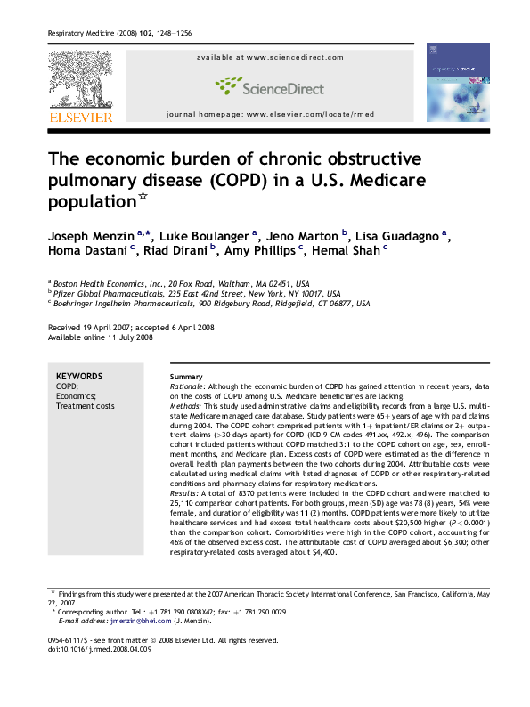 (PDF) The economic burden of chronic obstructive pulmonary disease ...