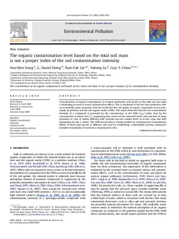 (PDF) The organic contamination level based on the total soil mass is ...