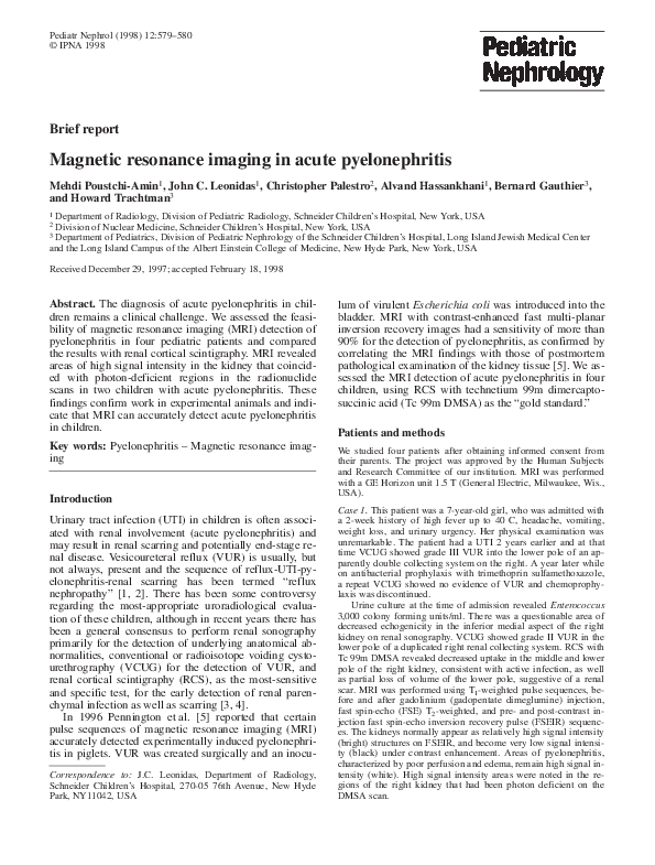 (PDF) Magnetic resonance imaging in acute pyelonephritis