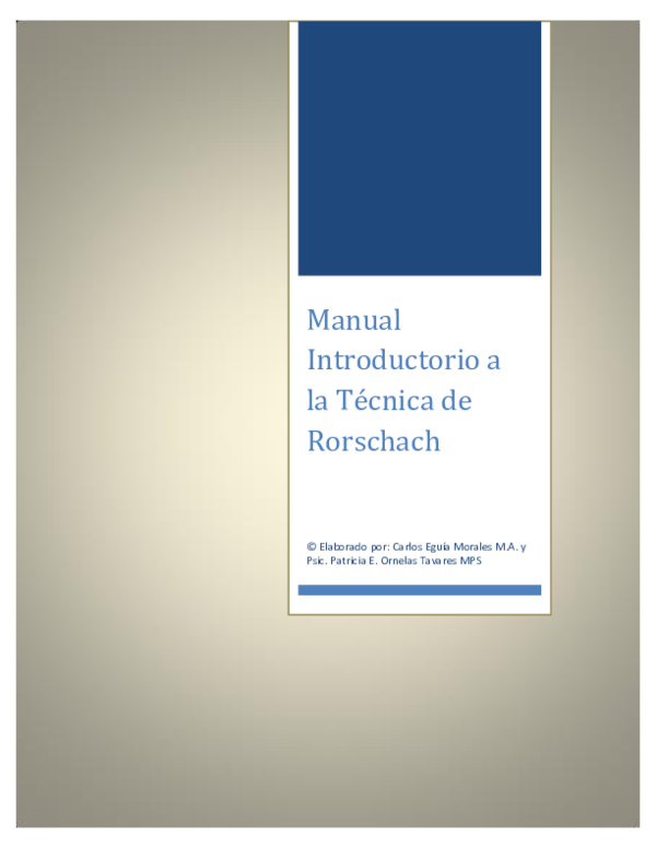 (PDF) Manual Introductorio a la Técnica de Rorschach