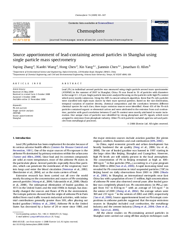 (PDF) Source apportionment of lead-containing aerosol particles in ...
