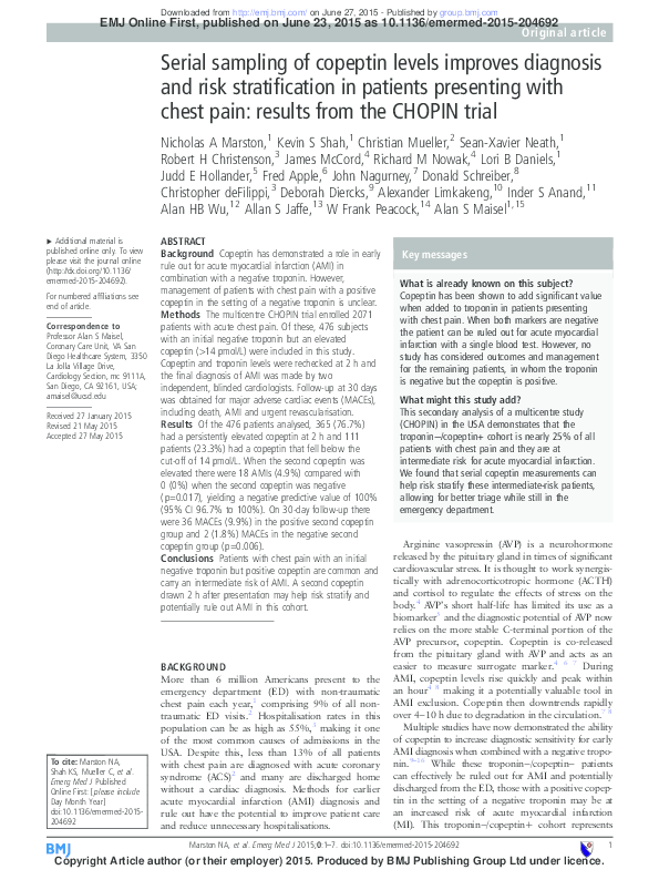 (PDF) Serial sampling of copeptin levels improves diagnosis and risk ...