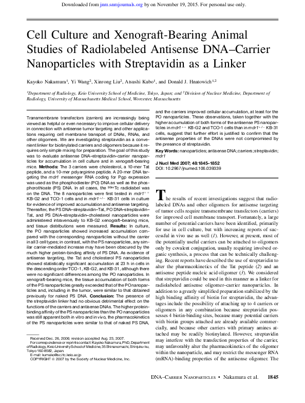 (PDF) Cell Culture and Xenograft-Bearing Animal Studies of Radiolabeled ...