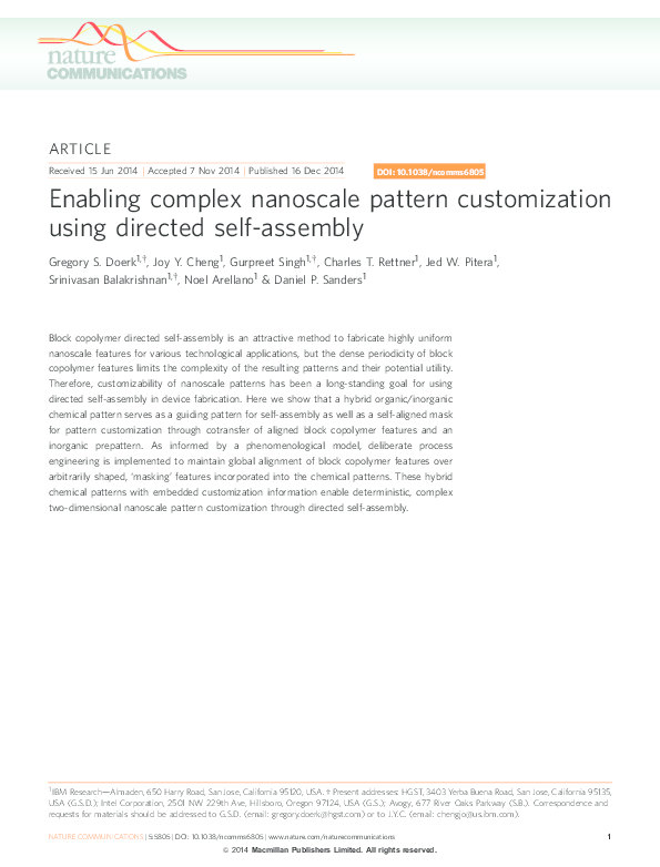 Pdf Enabling Complex Nanoscale Pattern Customization Using Directed