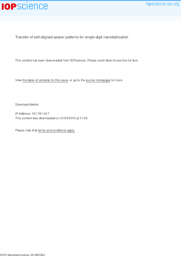 (PDF) Transfer of self-aligned spacer patterns for single-digit ...