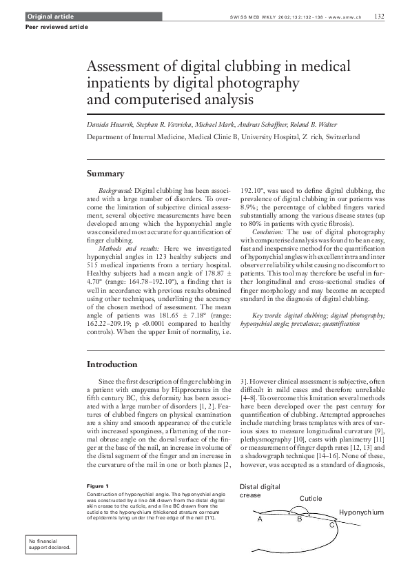 (PDF) Assessment of digital clubbing in medical inpatients by digital ...