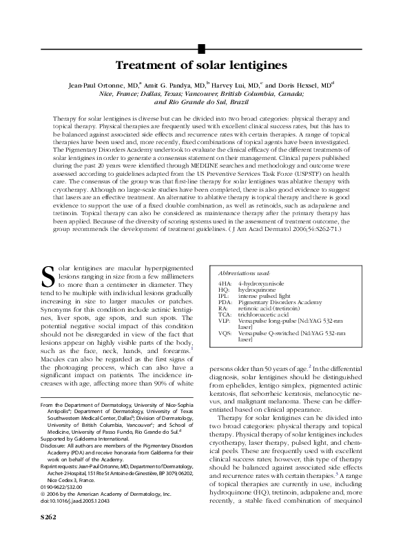 (PDF) Treatment of solar lentigines