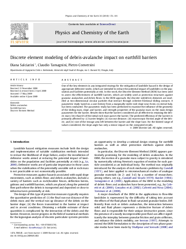 (PDF) Discrete element modeling of debris-avalanche impact on earthfill ...