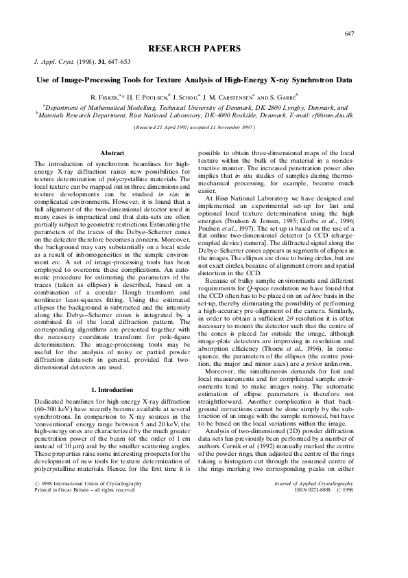 (PDF) Use of Image-Processing Tools for Texture Analysis of High-Energy ...