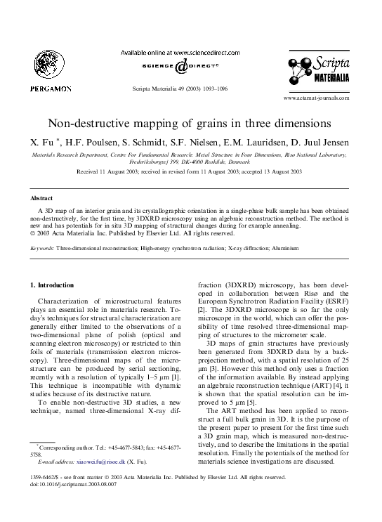(PDF) Non-destructive mapping of grains in three dimensions