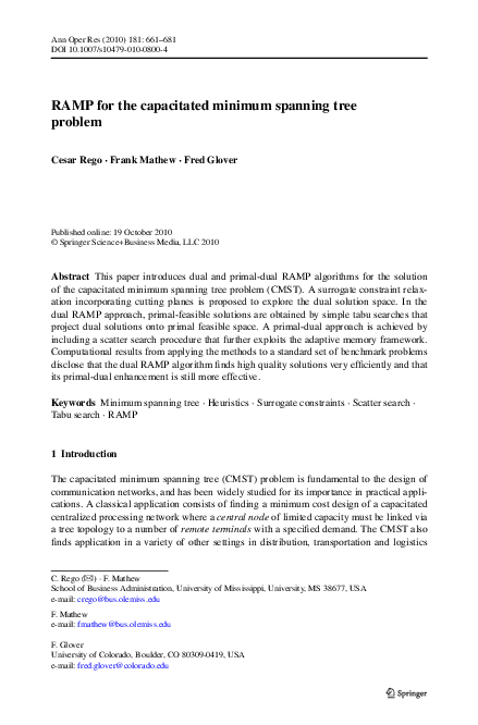 (PDF) RAMP for the capacitated minimum spanning tree problem