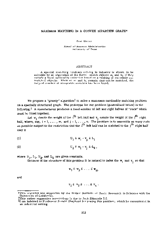 (PDF) Maximum matching in a convex bipartite graph