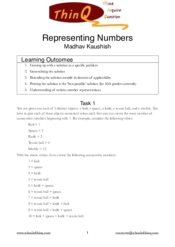 PDF Lesson Plan On Representing Numbers Madhav Kaushish Academia edu PDF Lesson Plan On Representing Numbers Madhav Kaushish Academia edu