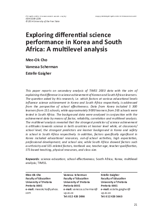 (PDF) Exploring differential science performance in Korea and South ...