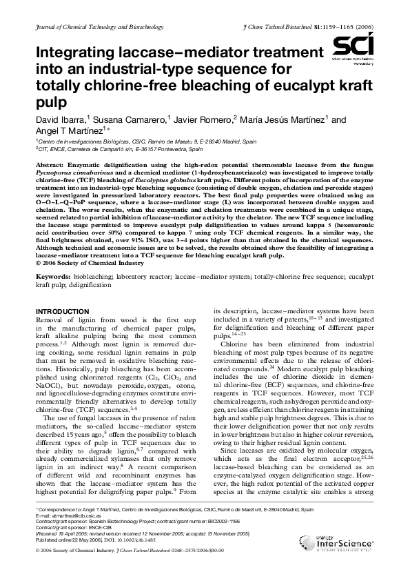 (PDF) Integrating laccase–mediator treatment into an industrial-type sequence for totally ...