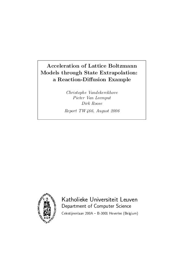 (PDF) Acceleration of lattice Boltzmann models through state ...