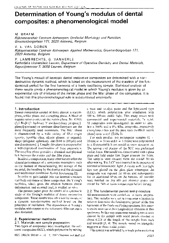 (PDF) Determination of Young's modulus of dental composites: A ...