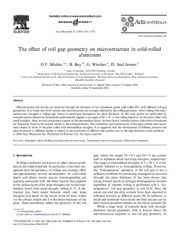 (PDF) The effect of roll gap geometry on microstructure in cold-rolled ...