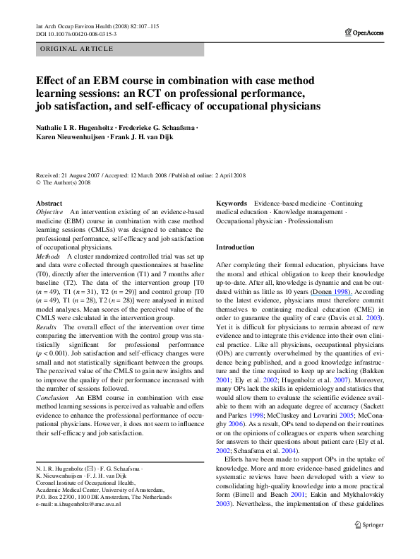 (PDF) Effect of an EBM course in combination with case method learning ...