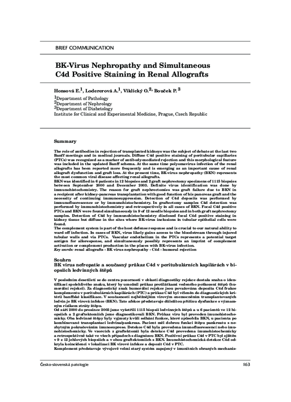 (PDF) BK-virus nephropathy and simultaneous C4d positive staining in ...