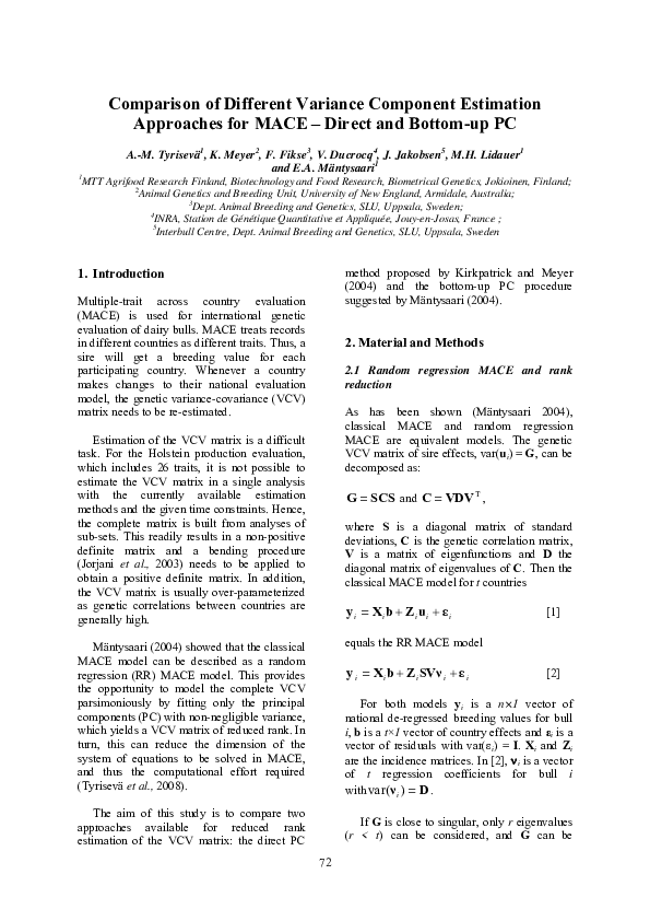 (PDF) Comparison of different variance component estimation approaches for MACE-direct and ...