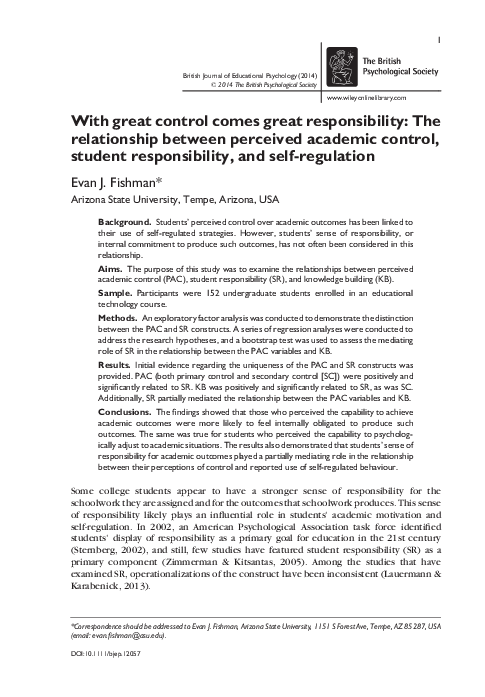 (PDF) With great control comes great responsibility: The relationship ...