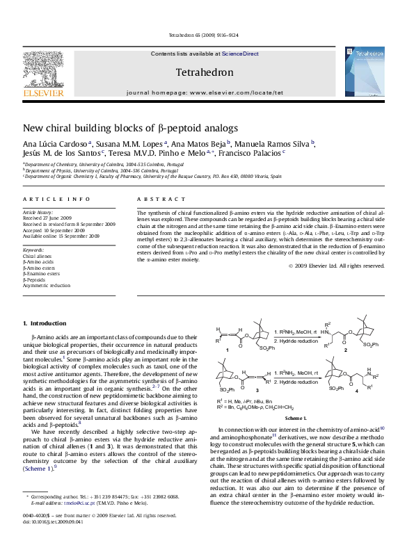 (PDF) New chiral building blocks of β-peptoid analogs
