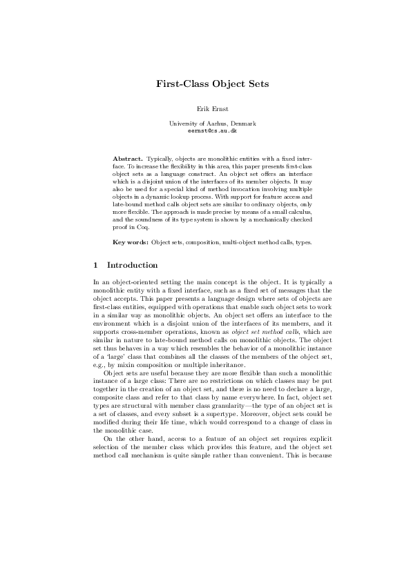 (PDF) First-Class Object Sets