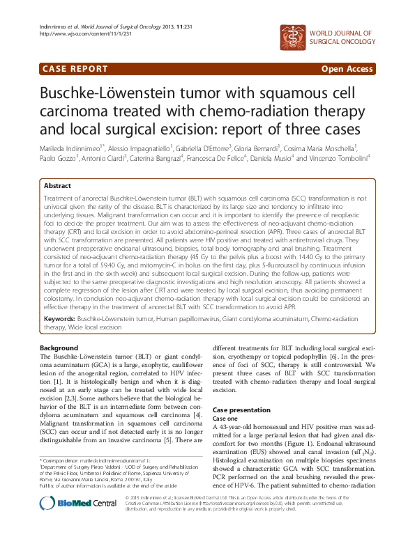 (PDF) Buschke-Lowenstein tumor with squamous cell carcinoma treated ...
