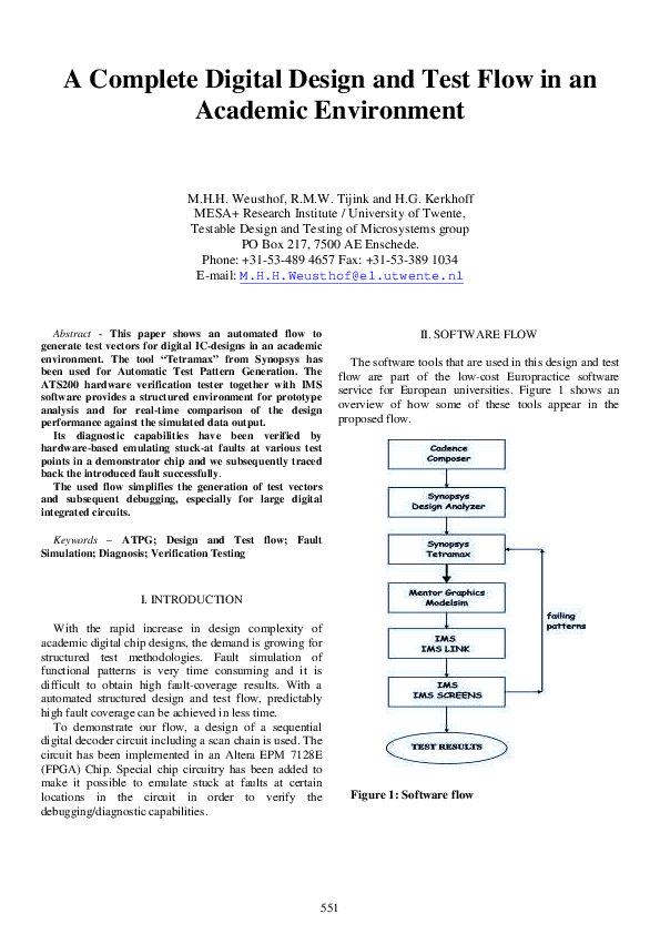 (PDF) A Complete Digital Design and Test Flow in an Academic Environment