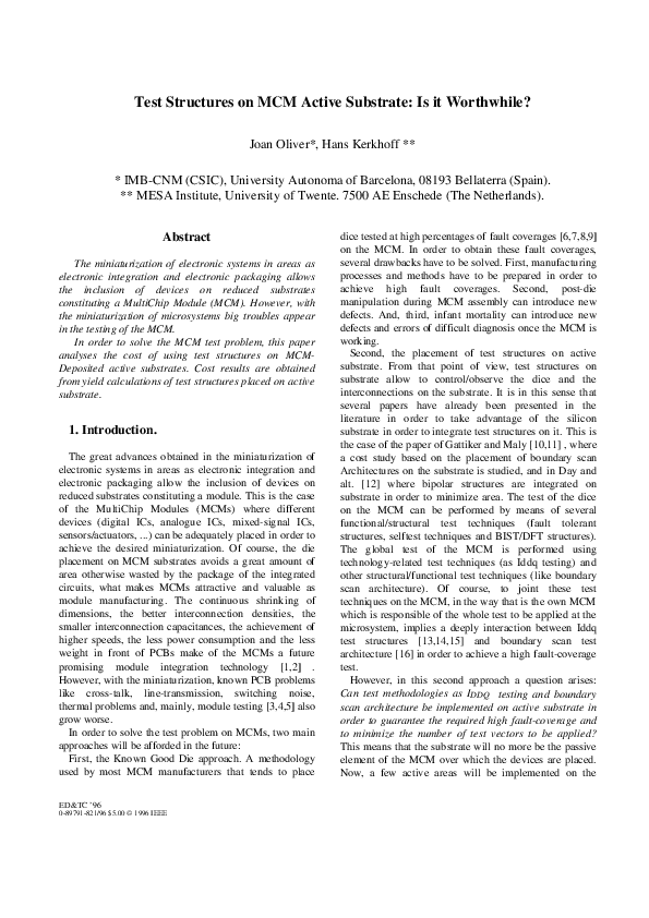 (PDF) Test structures on MCM active substrate: is it worthwhile?