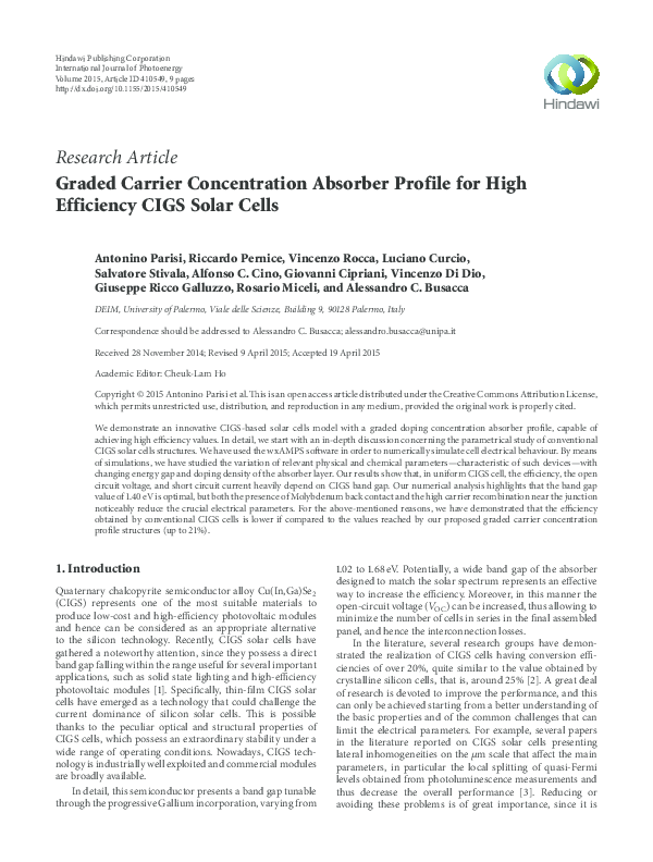 (PDF) Graded Carrier Concentration Absorber Profile for High Efficiency ...