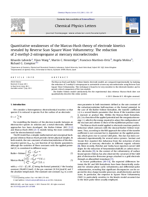 (PDF) Quantitative weaknesses of the Marcus-Hush theory of electrode ...