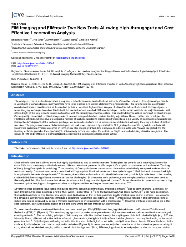 (PDF) FIM Imaging and FIMtrack: Two New Tools Allowing High-throughput ...