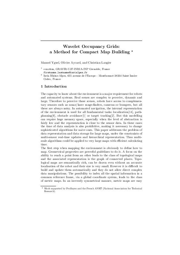 (PDF) Wavelet Occupancy Grids: A Method for Compact Map Building