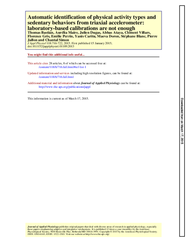 (PDF) Automatic identification of physical activity types and sedentary behaviors from triaxial ...