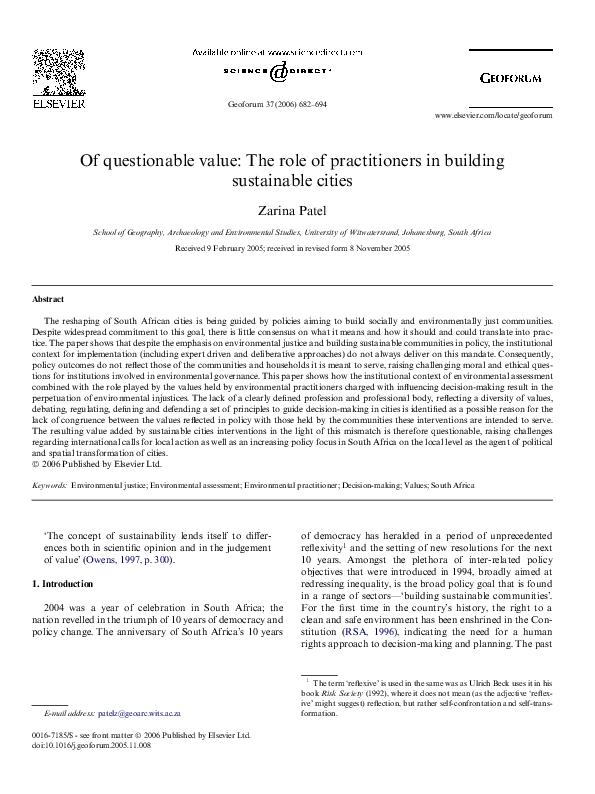 (PDF) Of questionable value: The role of practitioners in building ...