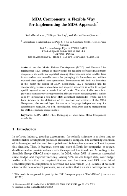 Pdf Mda Components A Flexible Way For Implementing The Mda Approach