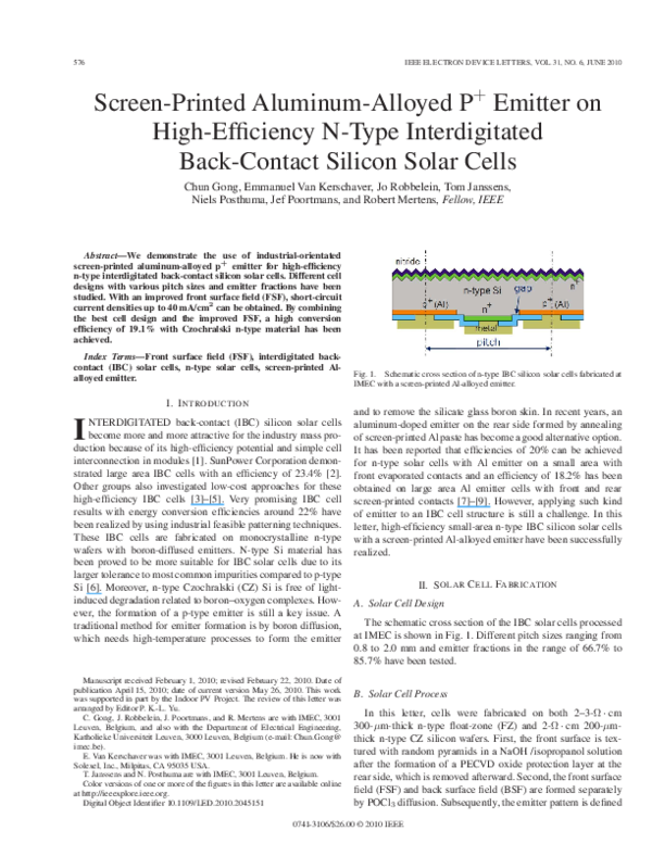(PDF) Investigation of high-efficiency screen-printed textured SI solar cells with high sheet ...