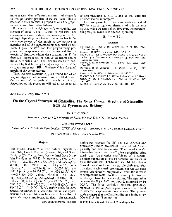 (PDF) On the crystal structure of staurolite. The X-ray crystal ...