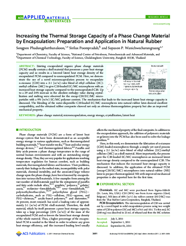 (PDF) Increasing the Thermal Storage Capacity of a Phase Change Material by Encapsulation ...